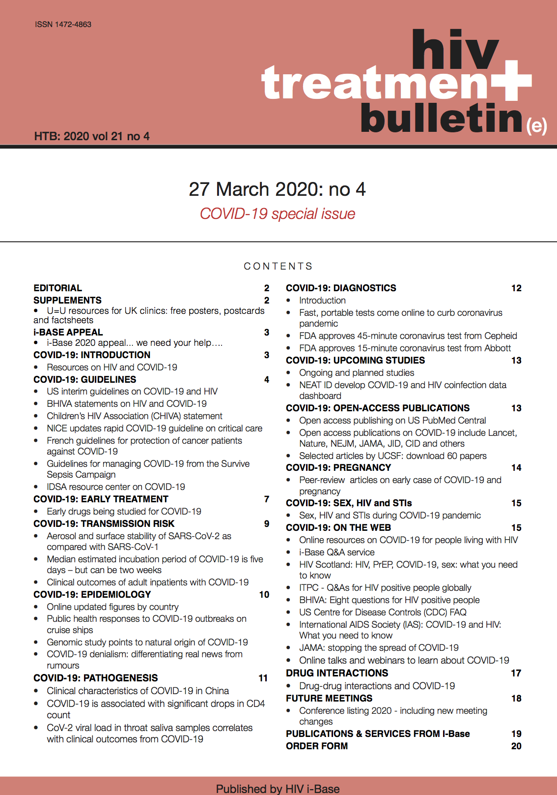 27 March 2020 vol 21 no 4 | HIV i-Base