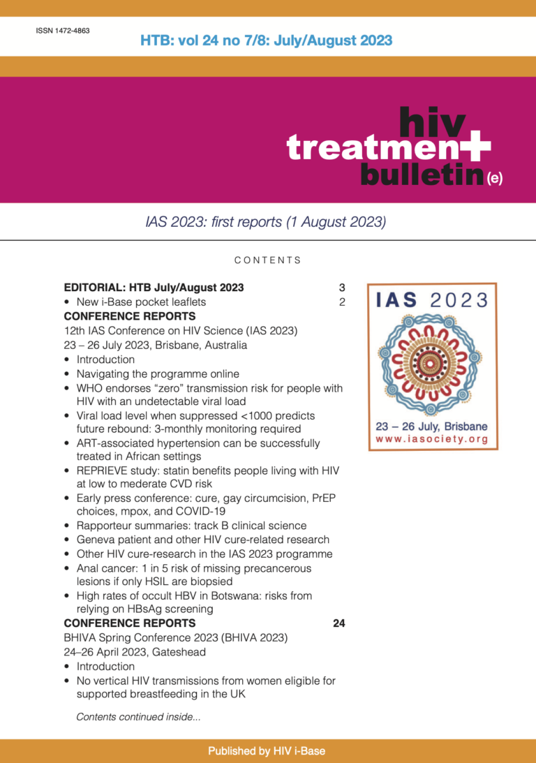 HTB: no. 7/8 (July/August 2023) PDF download | HTB | HIV i-Base