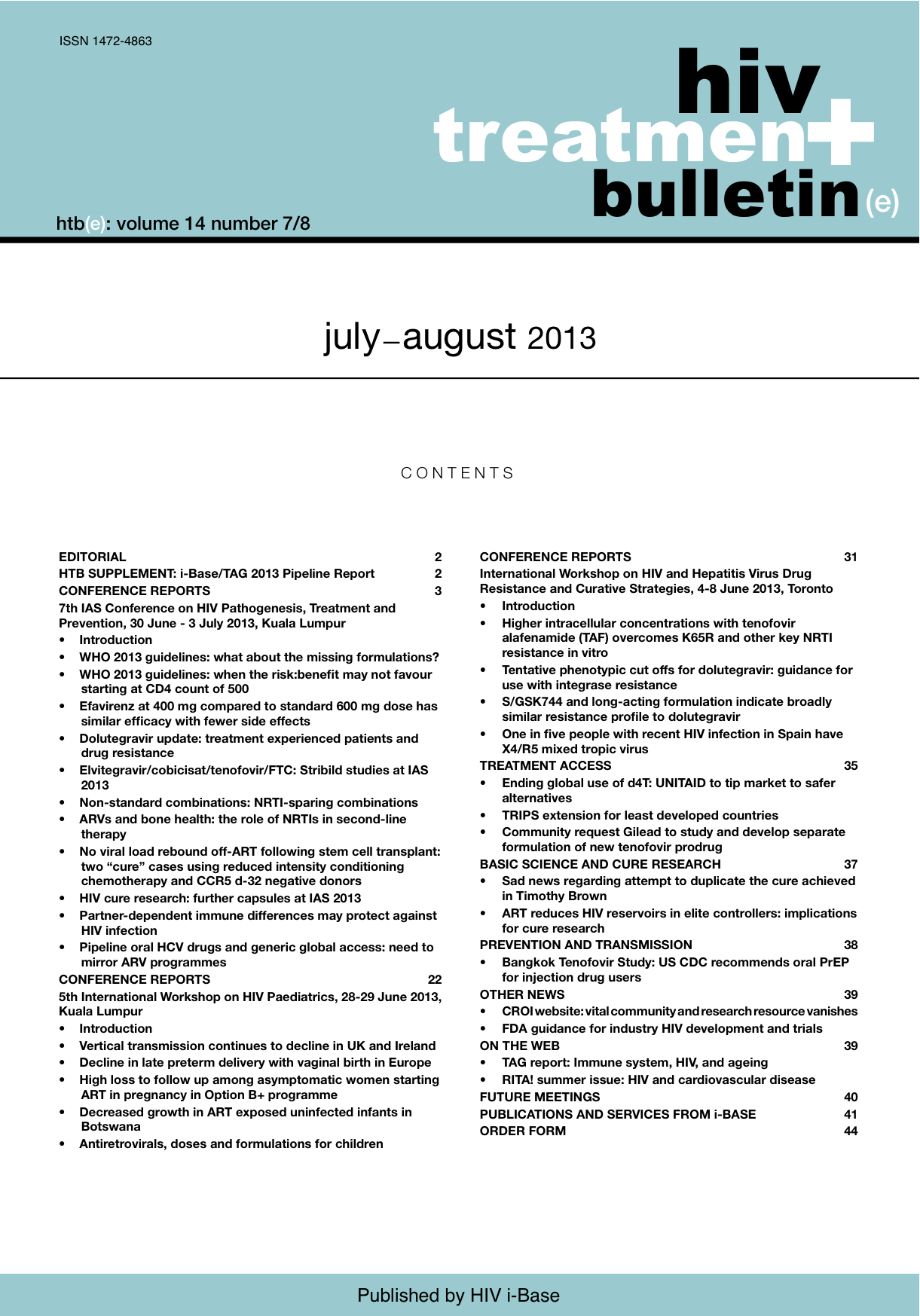 July/August HTB now online | HIV i-Base