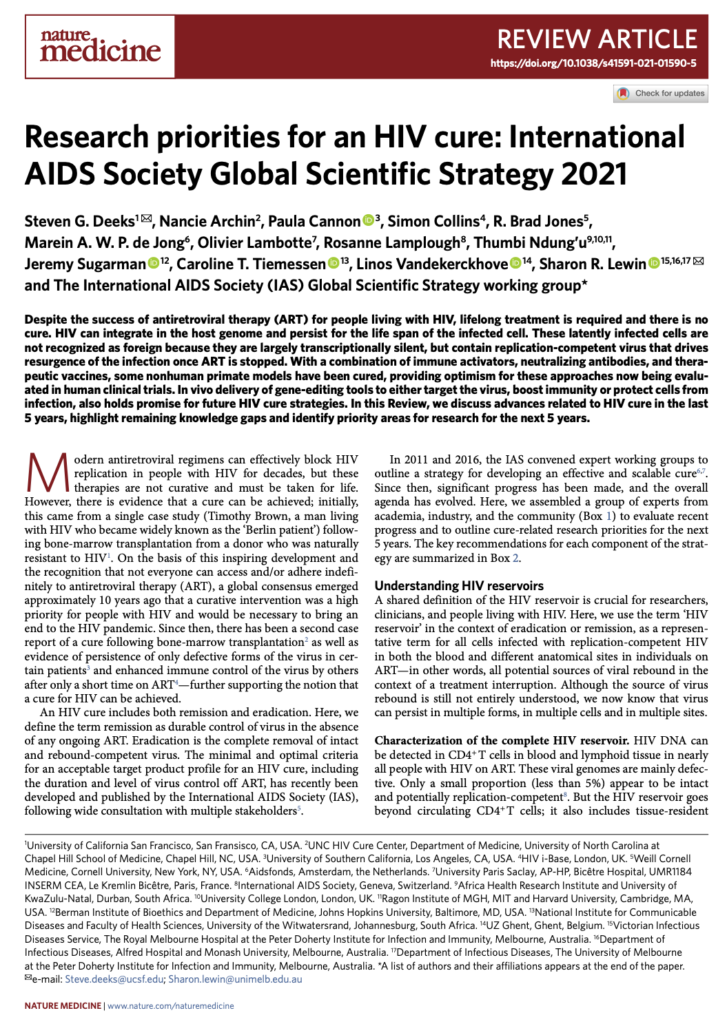 IAS strategy for an HIV cure (2021): an easy-to-read Q&A | HIV i-Base